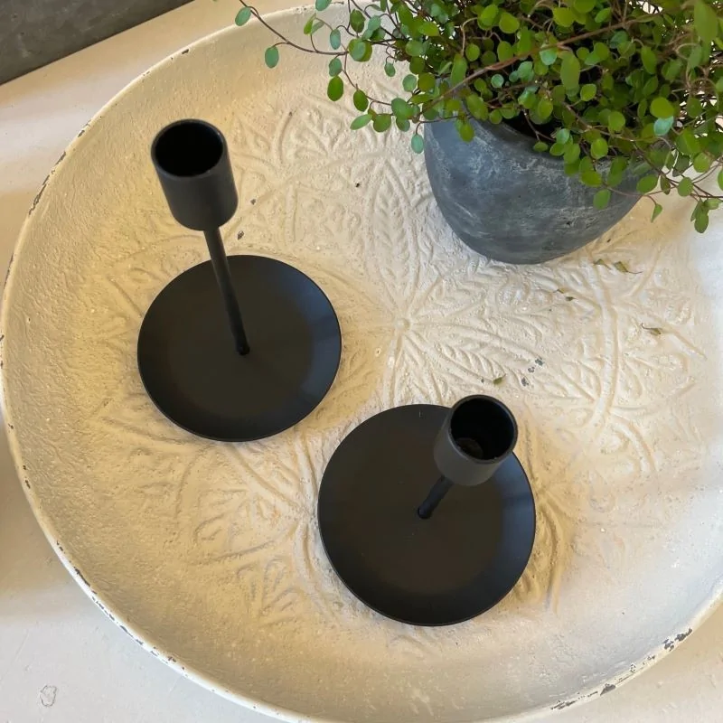 Sort slank lysestage - H14,5 cm. | skøn stage til kun 90 kr.